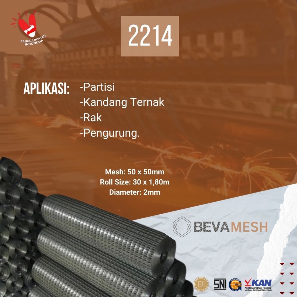 Jual BEVA Mesh 2214 uk. 50mm x 50mm diameter 2mm ( Wiremesh Galvanis ) | Shopee Indonesia