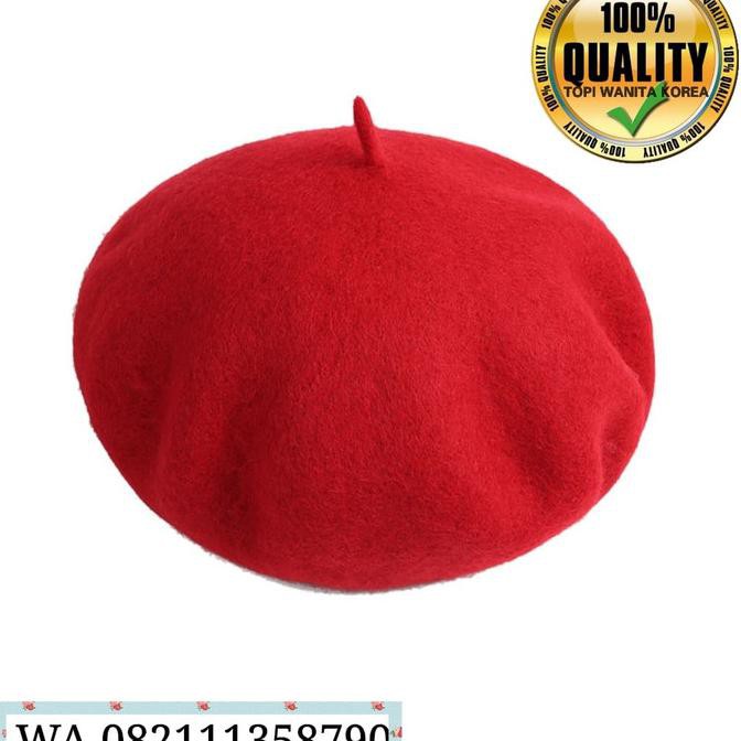 Jual Topi klasik topi baret topi pelukis wanita warna merah asli import ...