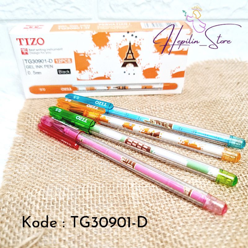 Jual Pulpen Gel 0.5 mm Tizo / Ballpoin Paris , Cat , Around the World ...