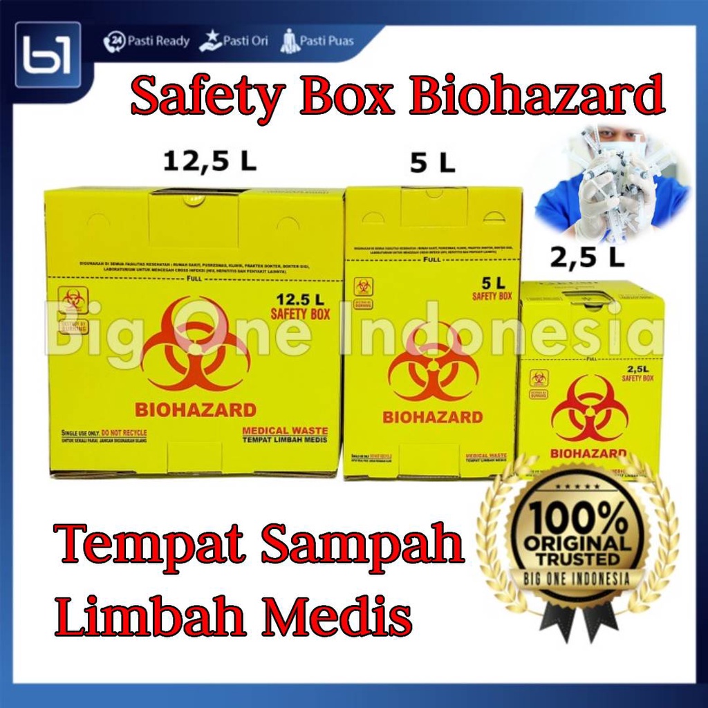 Jual Safety Box Biohazard Kotak Limbah Medis, Tempat Sampah Karton ...