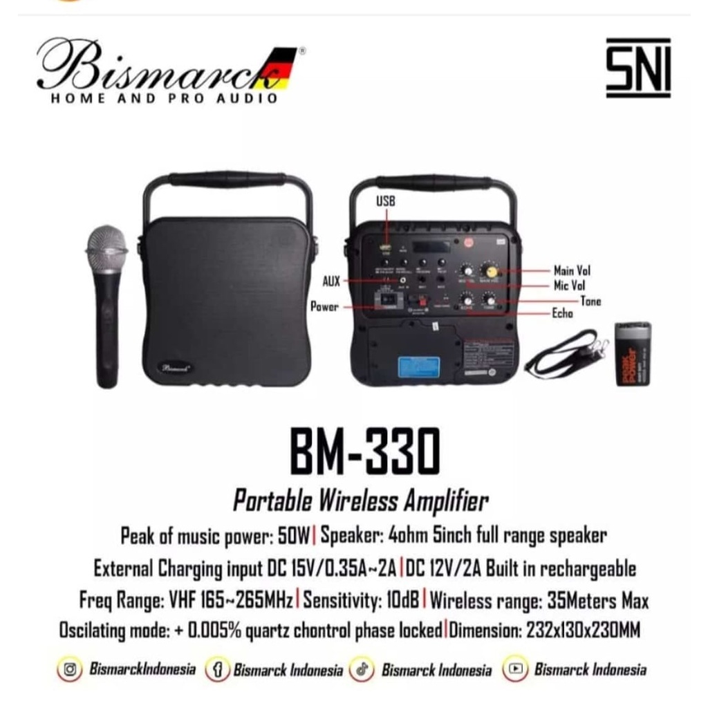 Jual Speaker Portable Wireless BISMARCK BM-330 ORIGINAL | Shopee Indonesia