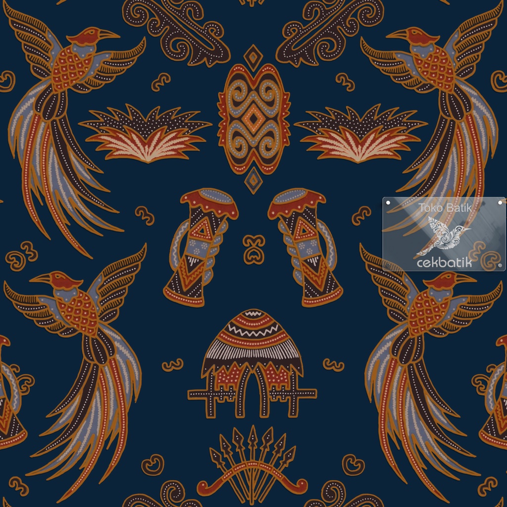 Jual kain batik - Kualitas Ekspor Motif Batik Burung Papua V1 (Biru ...