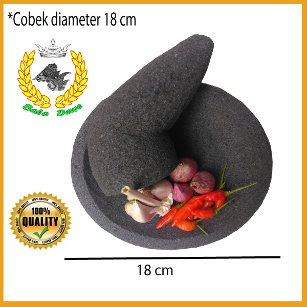 Jual Cobek / Layah / Lemper Set Asli Batu pahat manual lebar 18 cm ...