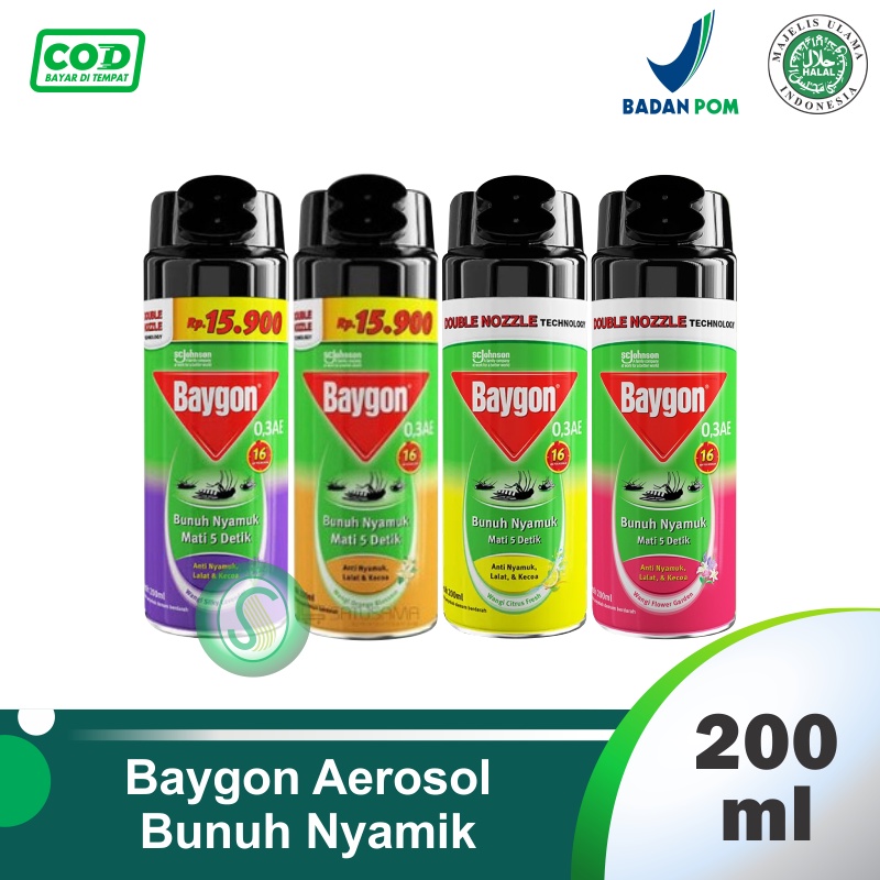 Jual Baygon Aerosol Cairan Pembasmi Nyamuk dan Serangga 200 ML | Shopee ...