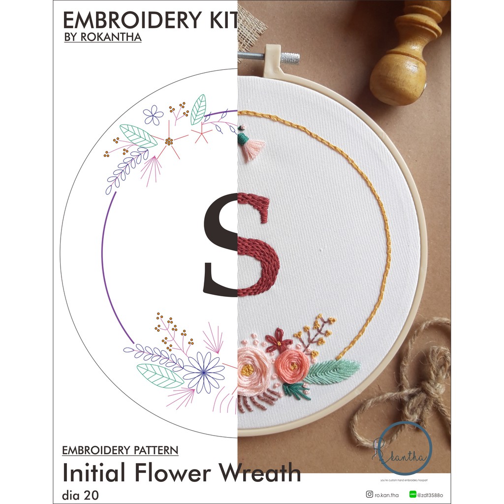 Jual KIT SULAM "Initial Flower Wreath" (Beginner/Intermediate) - Kit ...