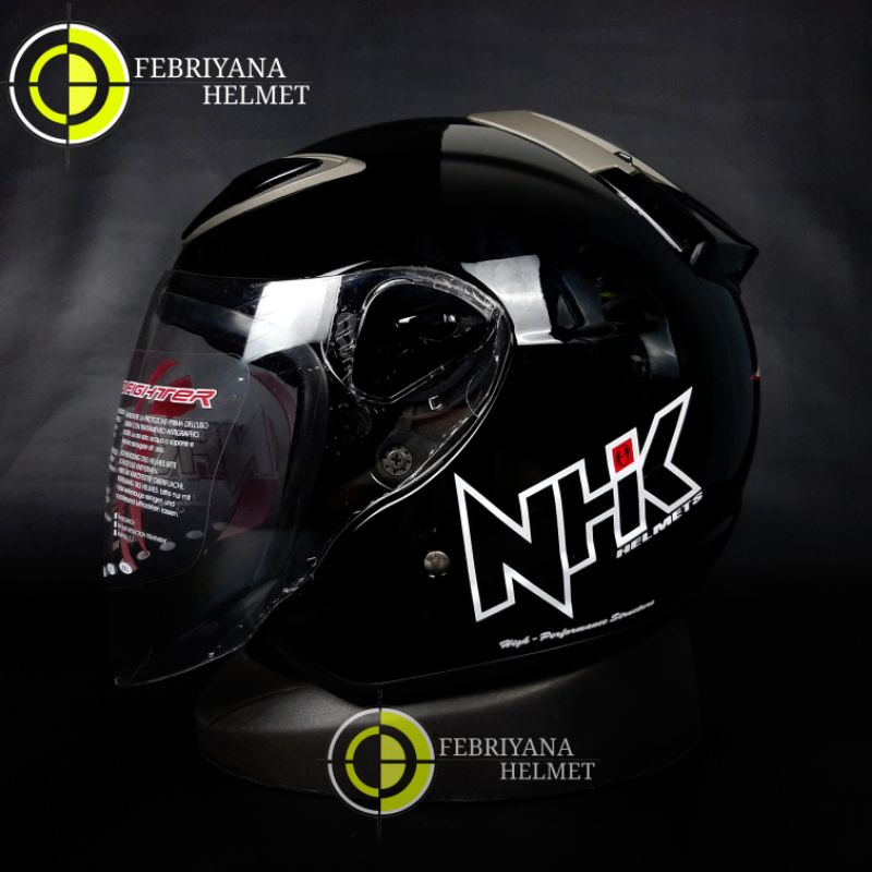 Jual HELM NHK R6 SOLID BLACK GLOSSY HALFFACE NHK R6 | Shopee Indonesia