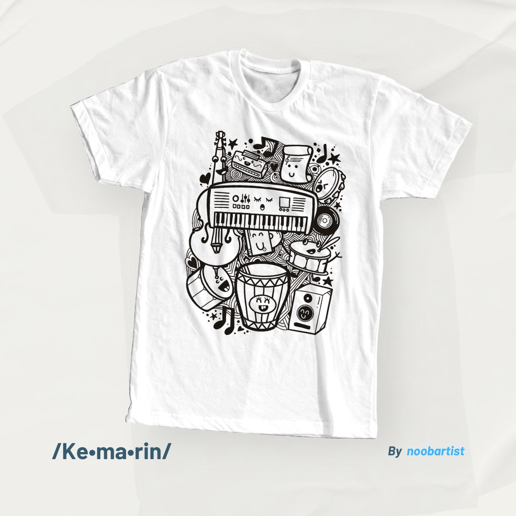 Jual Kaos doodle musik 100% cotton unisex by kemarin / 100% Cotton ...