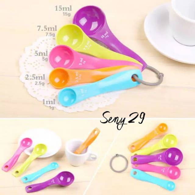 SENDOK TAKAR SET 5 IN 1 WARNA WARNI/SENDOK UKUR KUE/SENDOK UKUR BAHAN ...