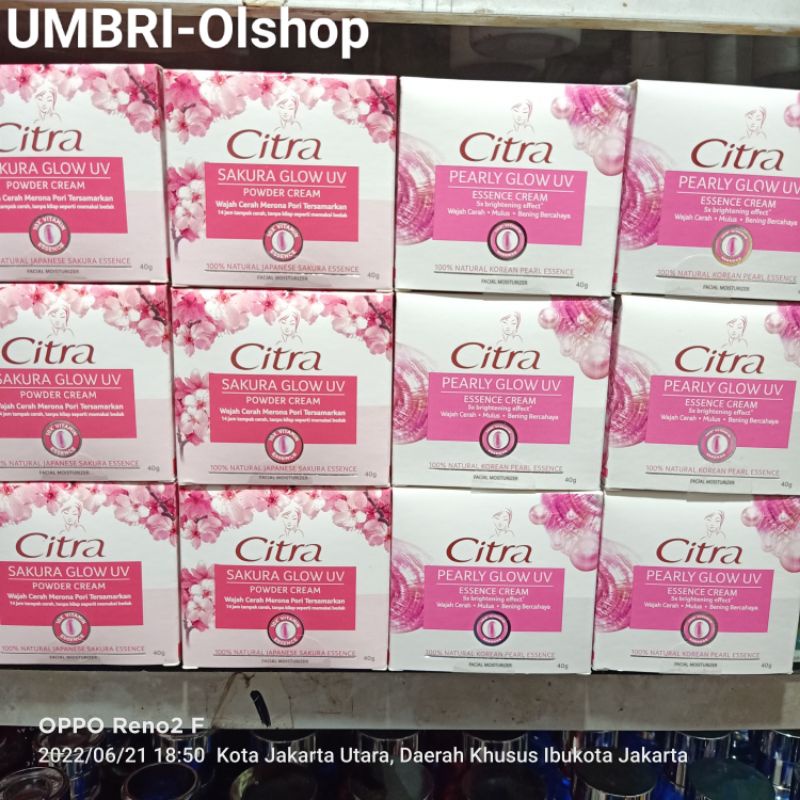 Jual CITRA PEARLY GLOW UV 40g / CITRA SAKURA GLOW UV 40g / GREEN TEA ...