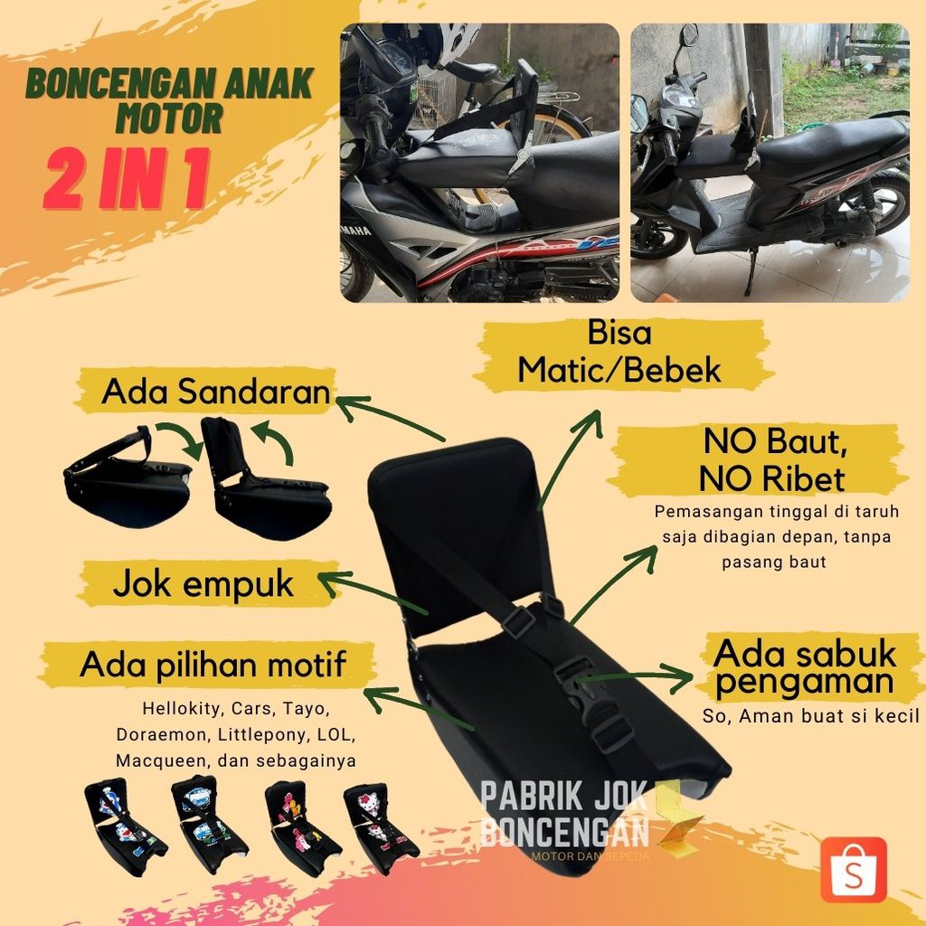 Jual Boncengan Motor Tempat Duduk Anak Portable Motor Matic dan bebek ...