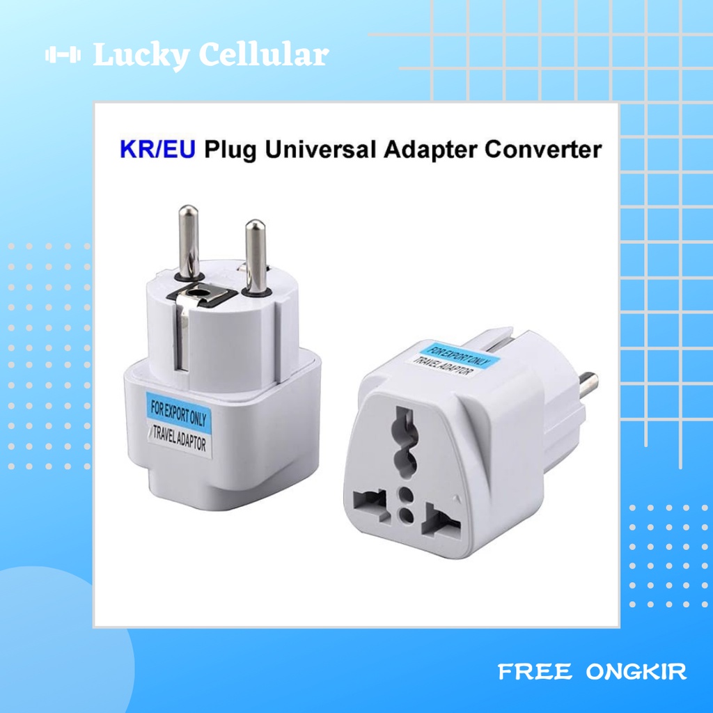 Jual EU KR Plug Adapter Converter Over Steker Colokan Kaki 3 ke kaki 2 Travel Adaptor Universal ...