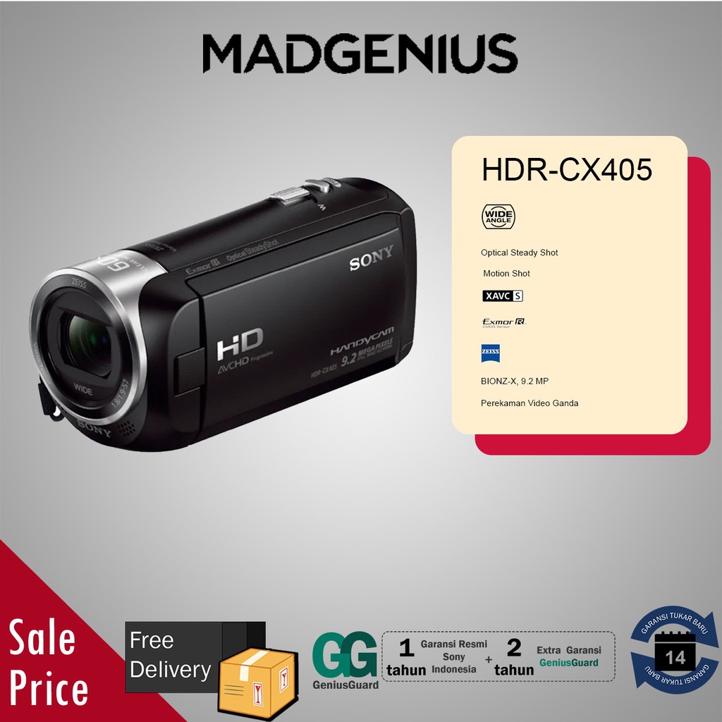 Jual SONY HDR-CX405 / Handycam CX405 dengan sensor CMOS Exmor R ...
