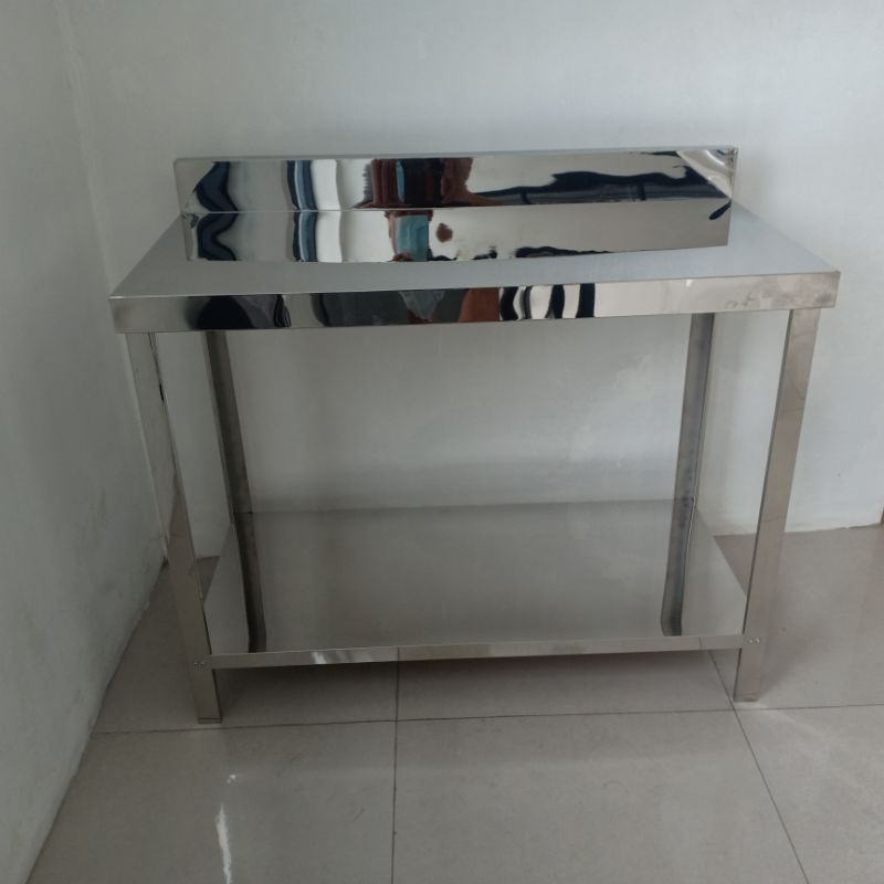 Jual Meja Stainless 2 rak Panjang 100 cm Indonesia|Shopee Indonesia