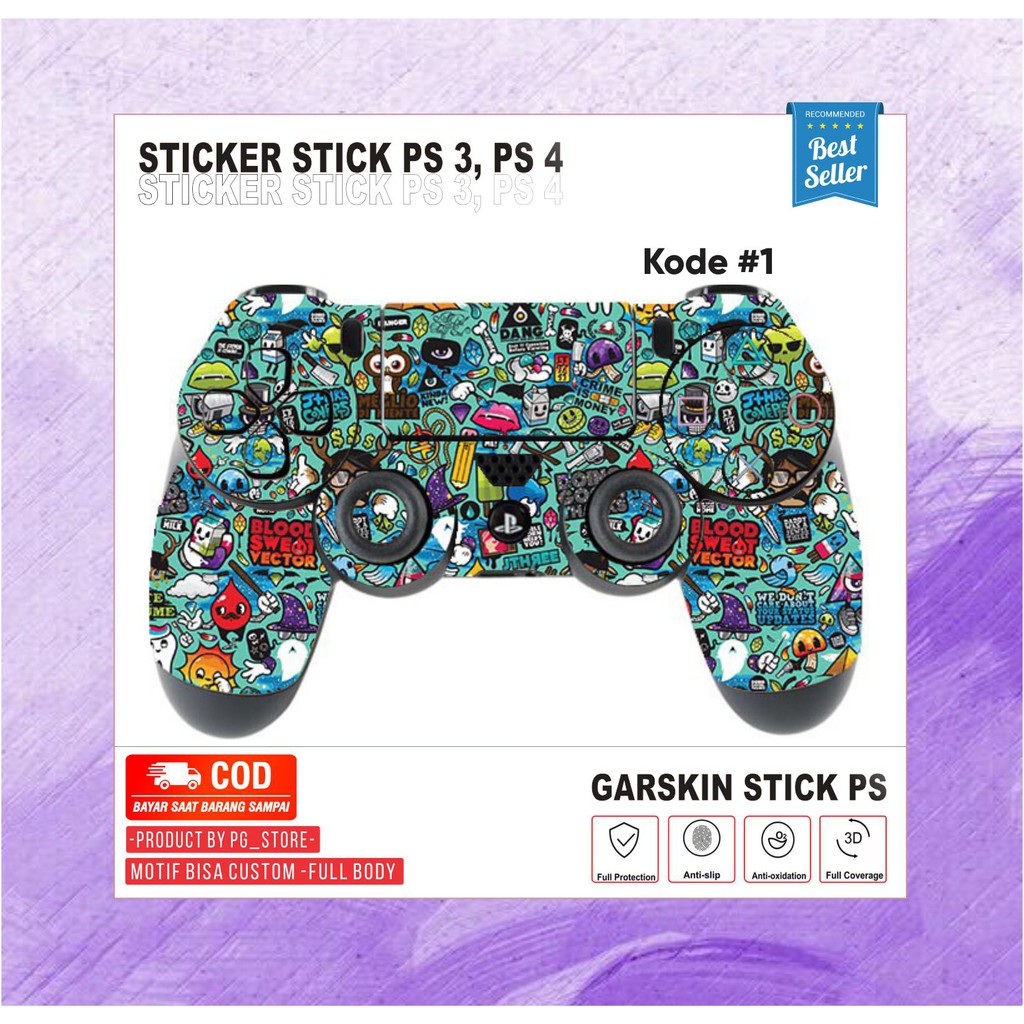 Jual Sticker Stick PS 3, PS 4 all Garskin Sticker - Motif Custom (Isi 2 ...