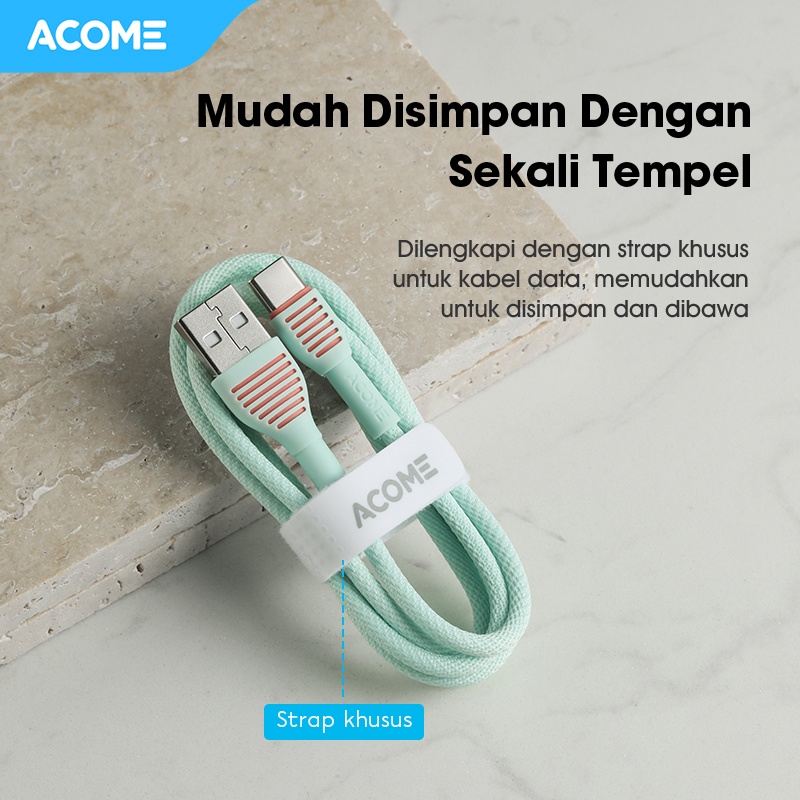 ACOME Kabel Data Type-C 1 Meter 2 Meter cable AiC Fast Charging Garansi ...