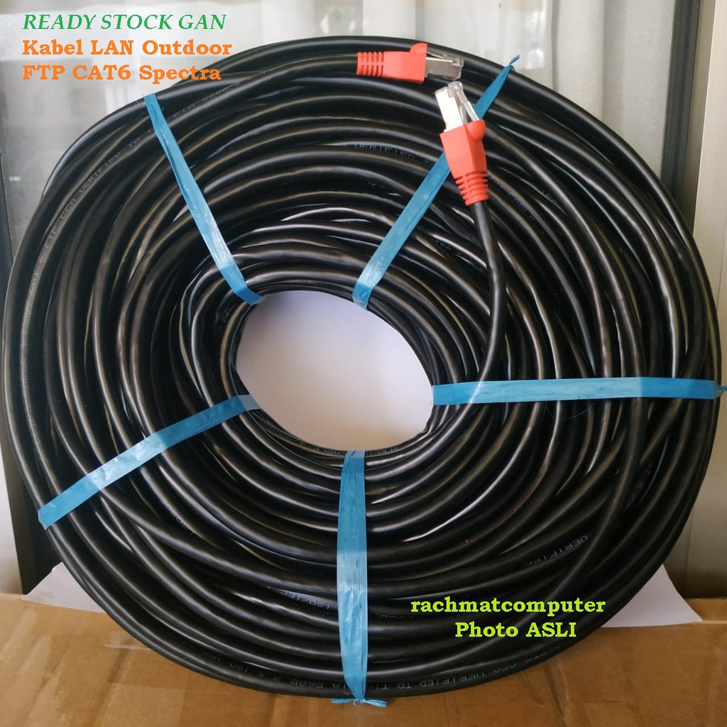 Kabel LAN Outdoor FTP Cat6 Outdoor 30Meter Siap Pakai 1000Mbps 30 Meter ...