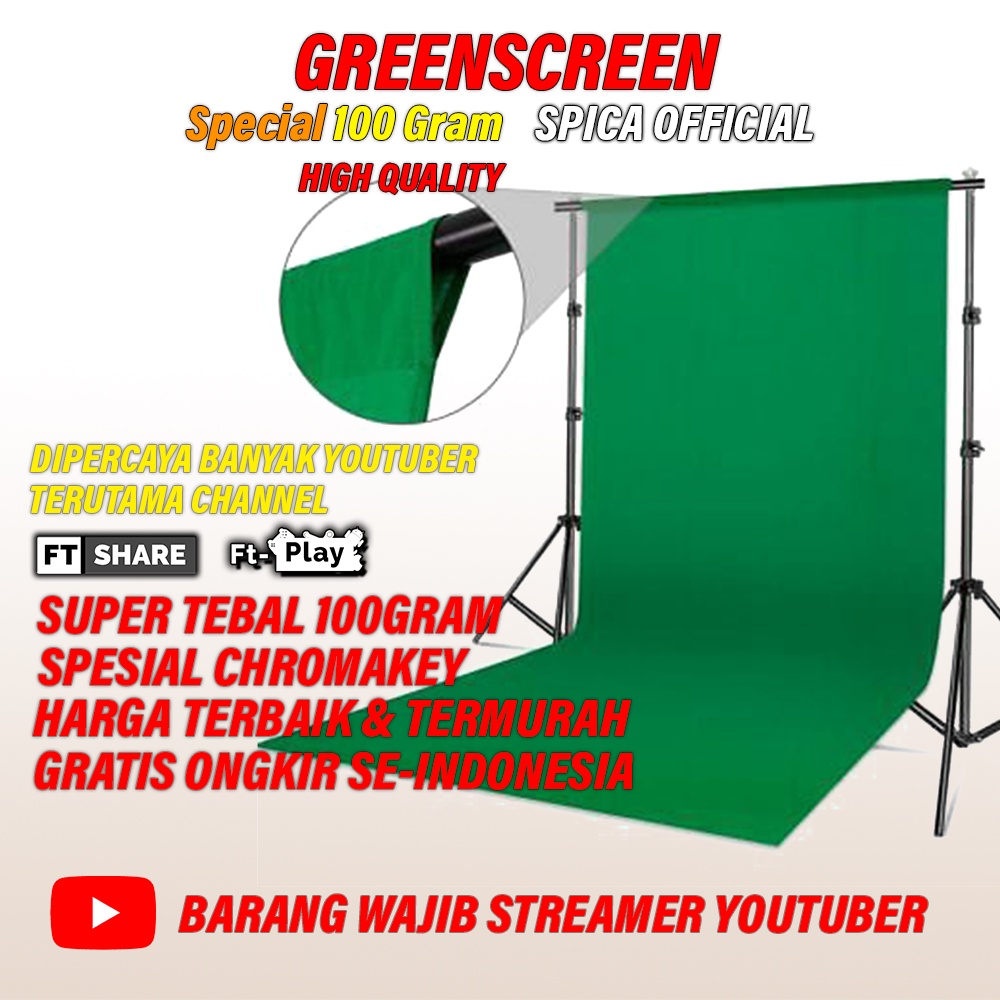 Jual Green Screen 110Gram 100gr Berkualitas Youtuber dan Backdrop ...