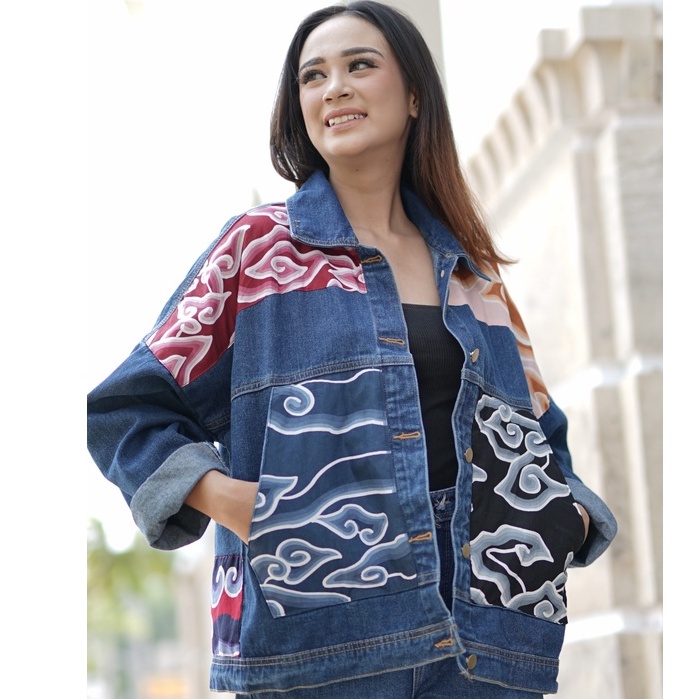 Jual BATIK TRUSMI Atasan Wanita Jaket Batik Jeans Denim RML | Shopee ...