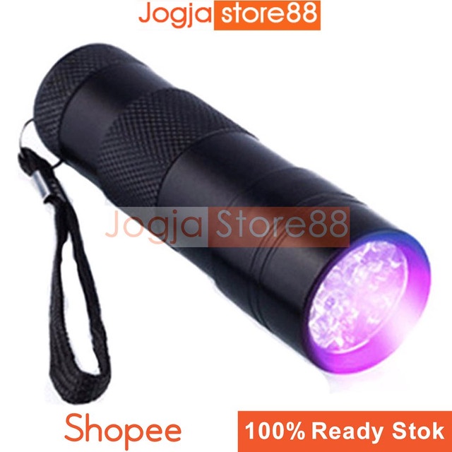 Jual Senter UV Ultraviolet | LED Mini 400nm Wavelength 9 LED 3x AAA - Black | Shopee Indonesia
