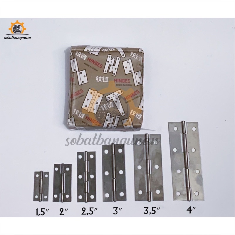 Jual GROSIR ENGSEL HINGES TIPIS RRT BESI BUKAN STAINLESS STEEL 1 1/2” 2 ...
