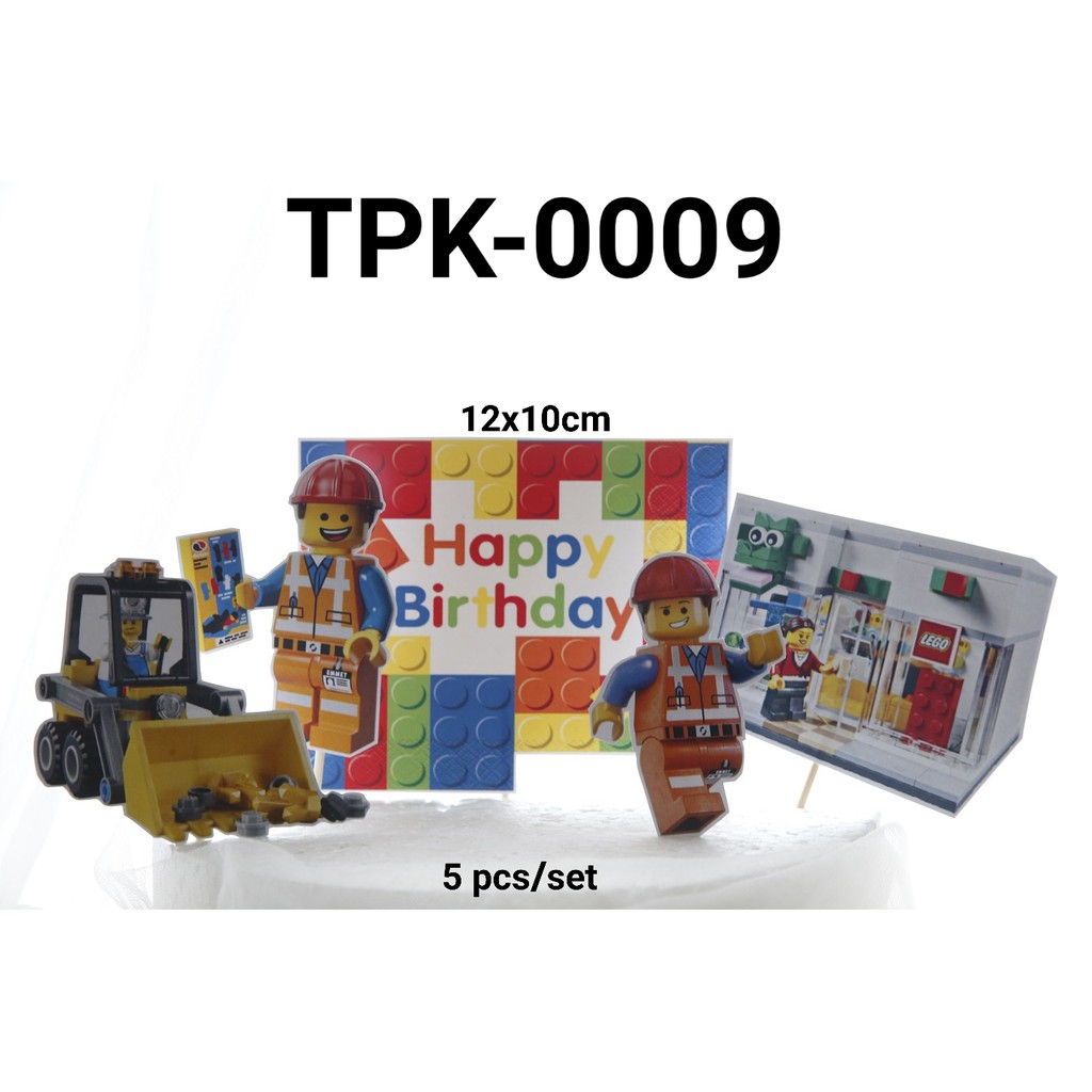 Jual TPK-0009 Cake topper kertas tusuk hiasan kue lego traktor | Shopee ...