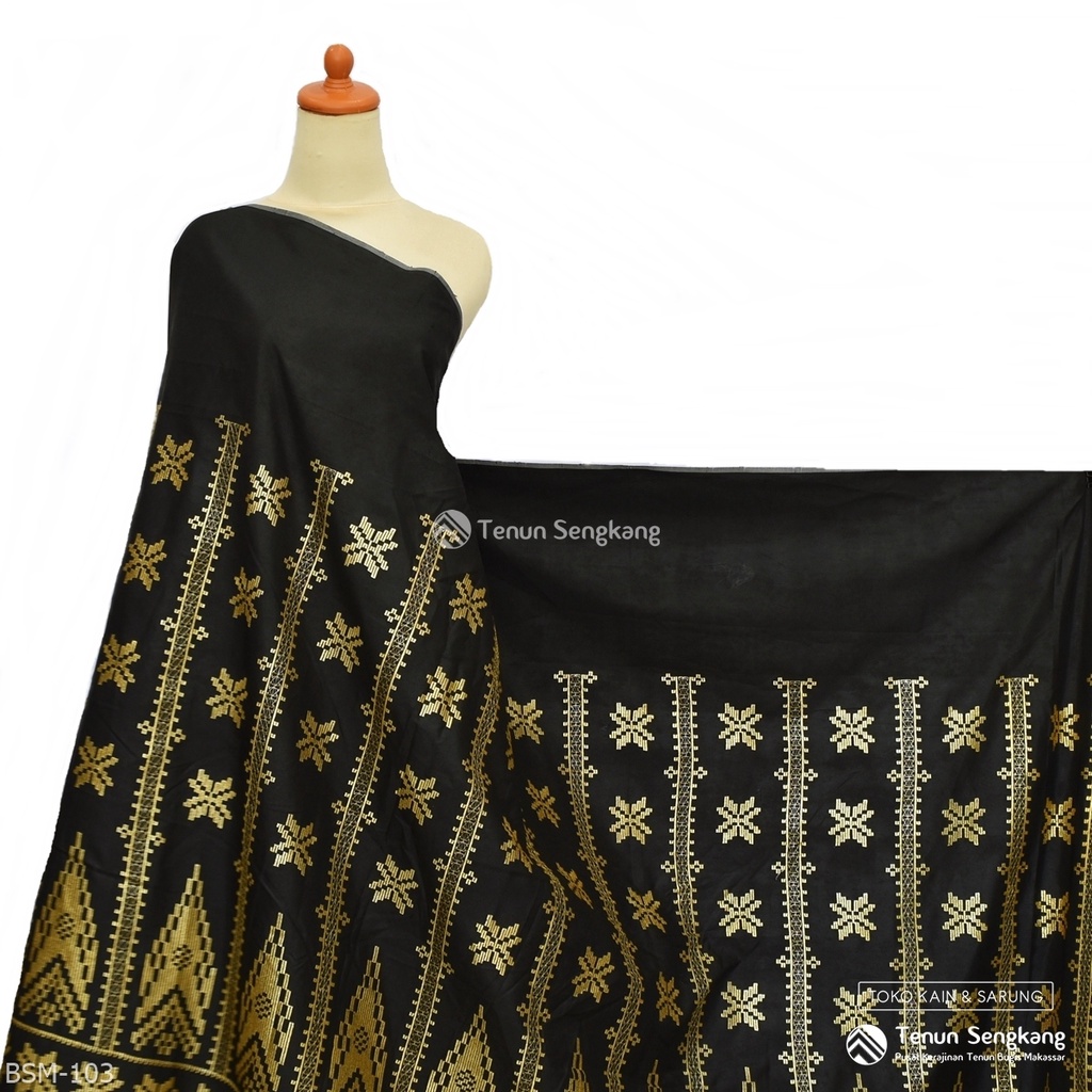 Jual Kain Tenun Sulam Motif Bugis Makassar Hitam - Tenun Sengkang BSM ...