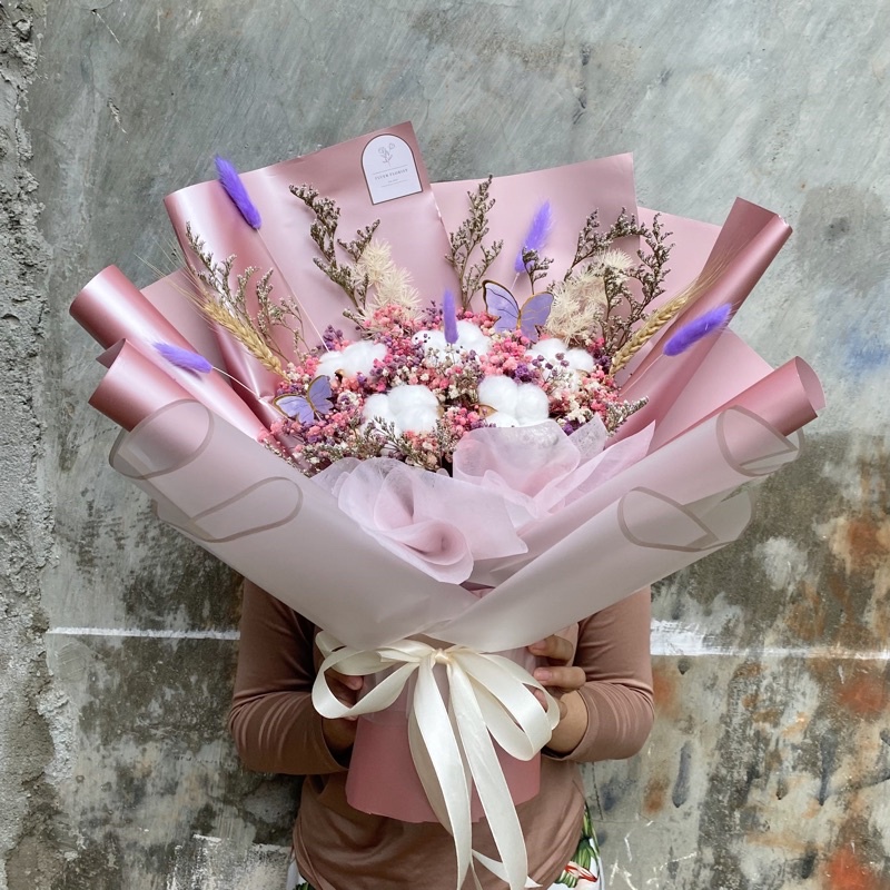 Jual bucket bunga kering / bouquet dried flower free card | Shopee ...