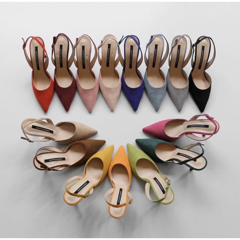 Jual Sappun Korea Original - Suede Stiletto Slingback High Heel ...