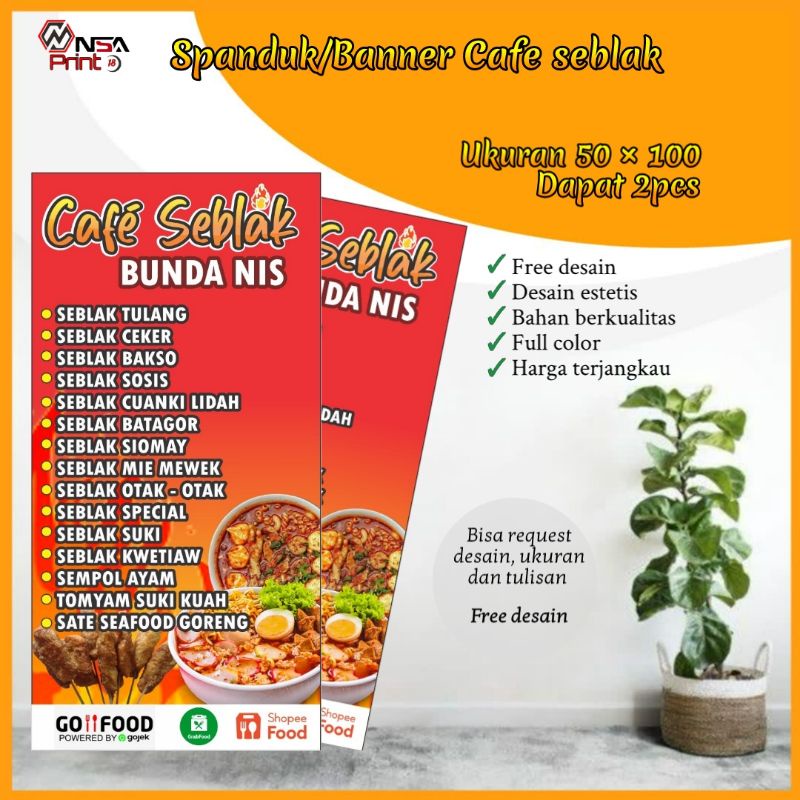 Jual Cetak banner/spanduk, spanduk cafe seblak & kedai ayam bakar, Bisa ...