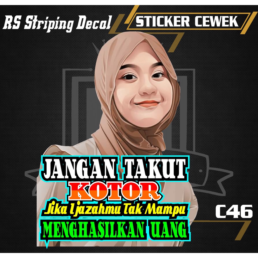Jual Stiker Cewek vector JANGAN TAKUT KOTOR /decal mobil TRUCK Sticker ...