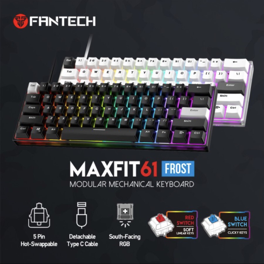 Jual Fantech Maxfit61 FROST Mechanical Gaming Keyboard 60% MK857 Maxfit ...