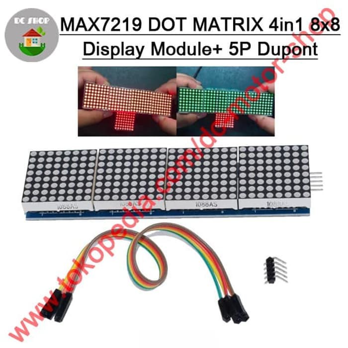 MAX7219 LED DOT MATRIX MODULE 8x8 4-IN-1 32X8 RUNNING TEXT DISPLAY | Shopee Indonesia