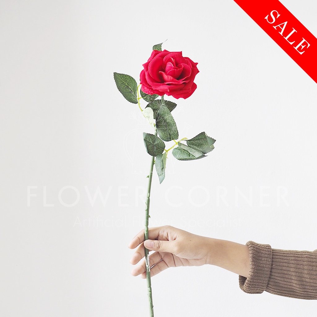 Jual Bunga Artificial Mawar Mekar 1 Tangkai Panjang (B19064) | Shopee Indonesia