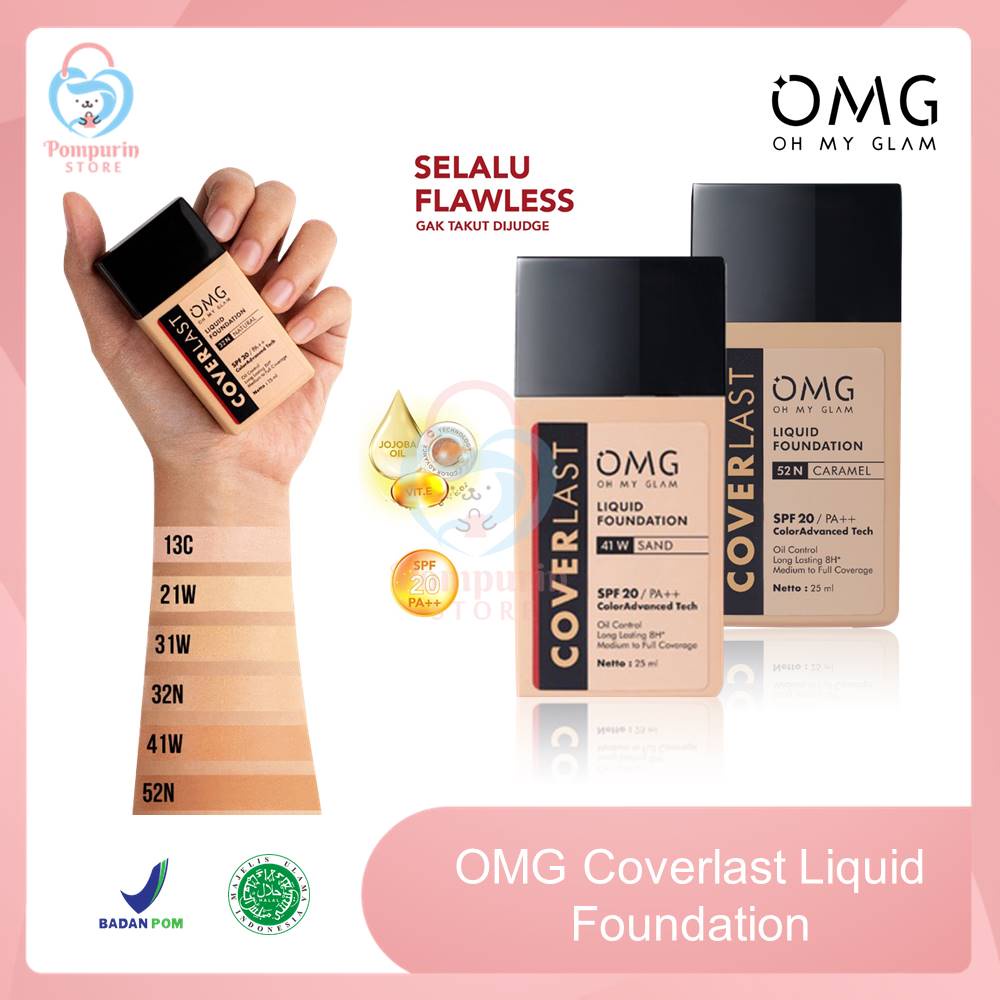 Jual OMG Coverlast Liquid Foundation High Coverage 6Shades SPF20 PA ...