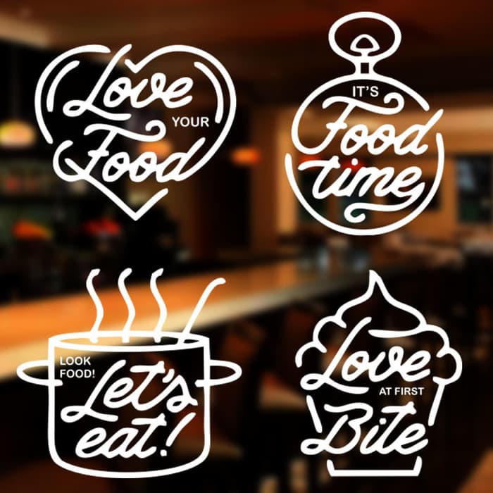 Jual Stiker Love Food Dinding Kaca Pintu Resto Cafe Kantin Wall Sticker ...