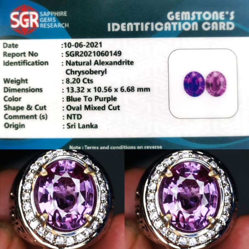 Jual Batu Permata Cincin Natural Alexandrite Change Color Blue-Purple ...