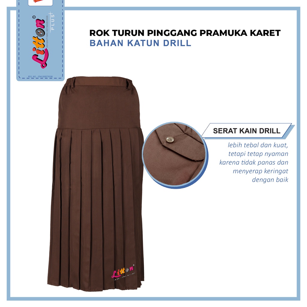 Jual LITTON+ Rok Sekolah Pramuka Span Plisir Panjang SD SMP SMA JUMBO Turun Pinggang Karet ...