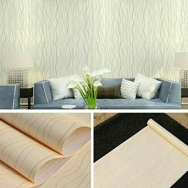 Jual Wallpaper sticker garis salur gelombang kuning0294 | Shopee Indonesia