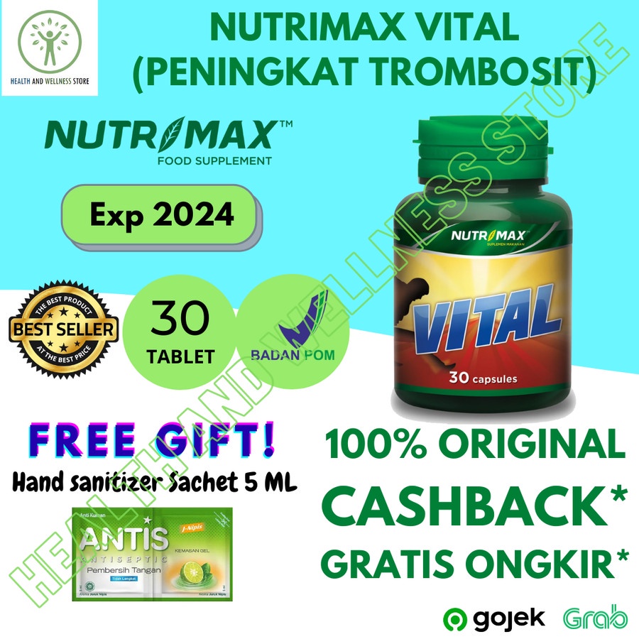 Jual NUTRIMAX VITAL 30 TABLET ZAT BESI PENINGKAT DARAH TROMBOSIT ANEMIA ...