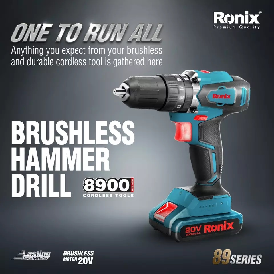 Jual RONIX Cordless Impact Drill 20V, 45N.M-Brushless Series 8900 Unit Only | Shopee Indonesia