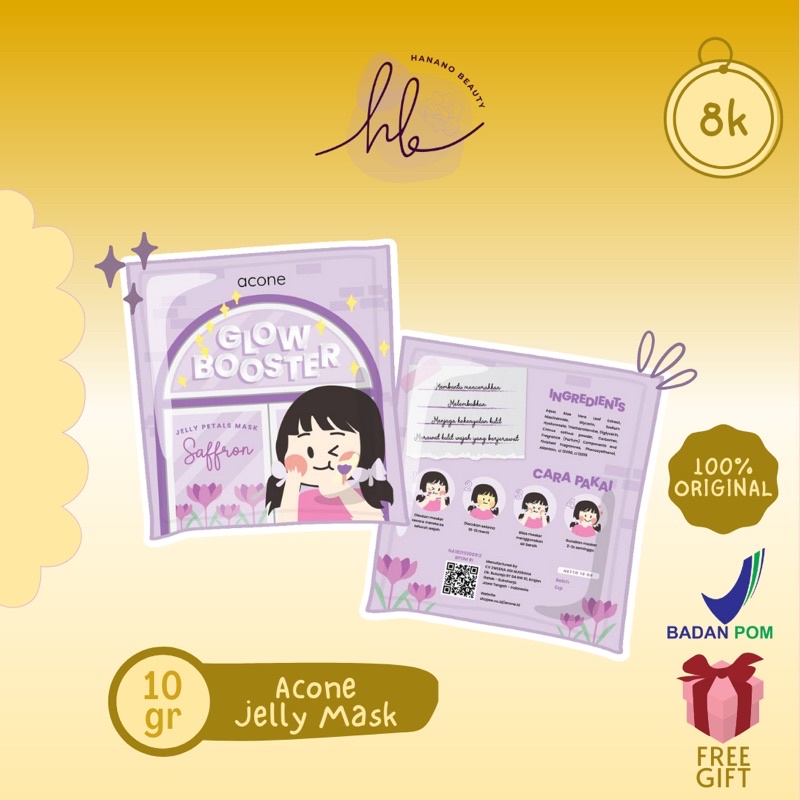 Jual (FREE SPATULA) Glow Booster Masker acone Jelly Mask Saffron ...
