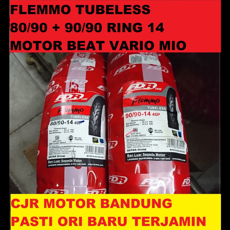 Jual PAKET SEPASANG Ban Motor FDR Flemmo TUBELESS 80/90 dan 90/90 ring ...