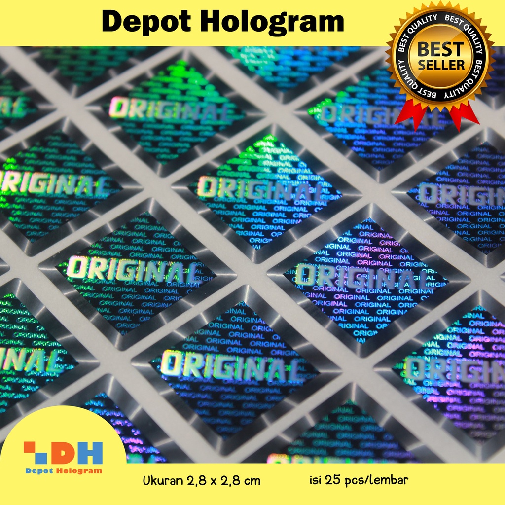 Jual Pkt Sticker Hologram 3D Original Kotak Silver uk. 2,8 x 2,8 cm ...