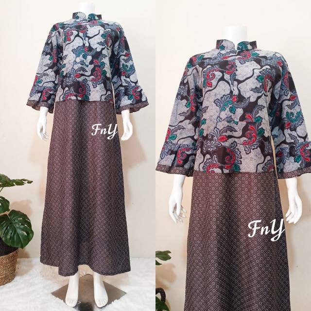 Jual Gamis batik kombinasi , fashion muslim batik , dress batik ...