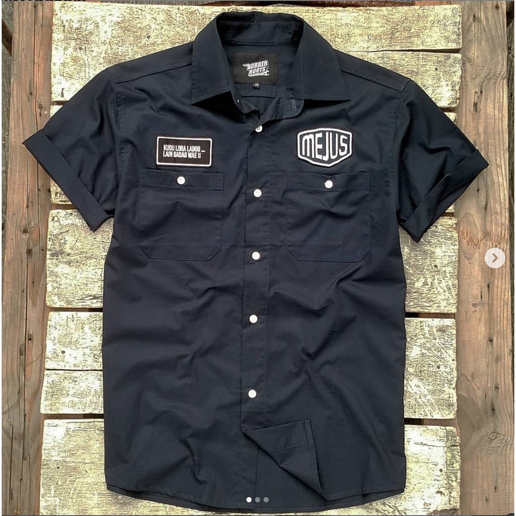 Jual kemeja motor kemeja bengkel workshirt MEJUS navy by Bobberroots ...