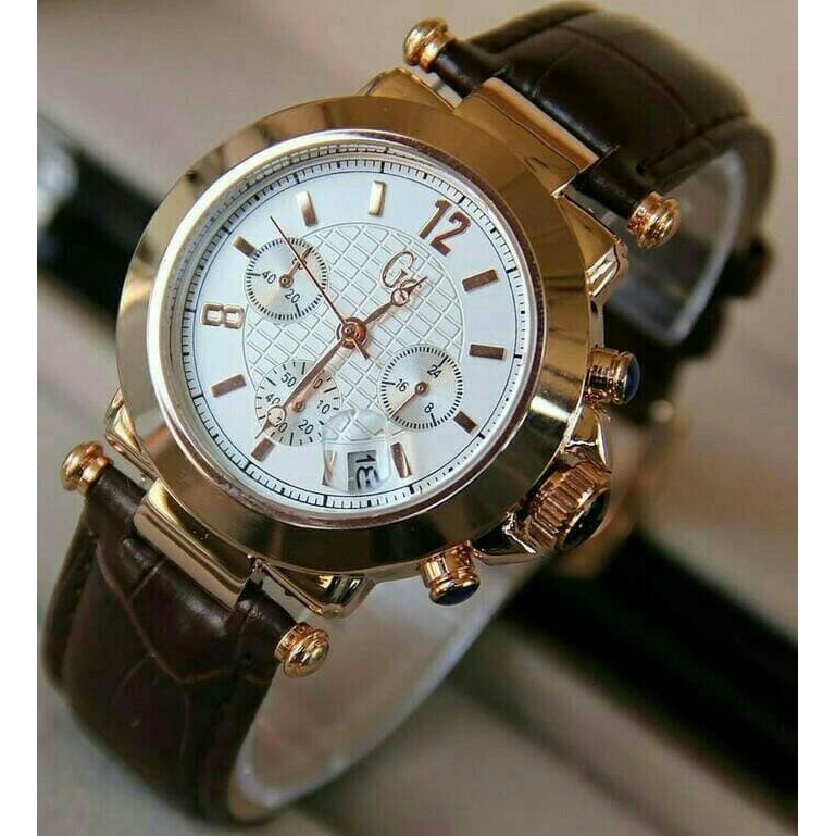 Jual Jam Tangan Wanita Guess GC Tali Kulit Analog Chrono Anti Tahan Air ...
