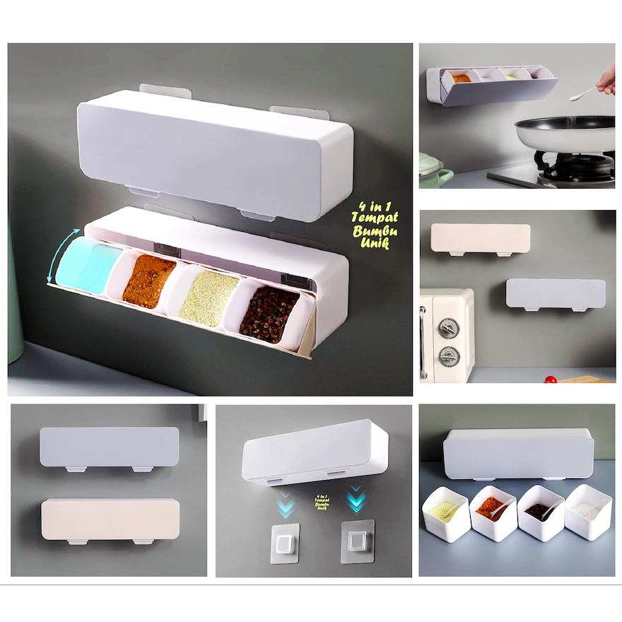 Jual 4 in 1 Tempat Bumbu Unik Model Gantung dilengkapi sendok bumbu dan ...