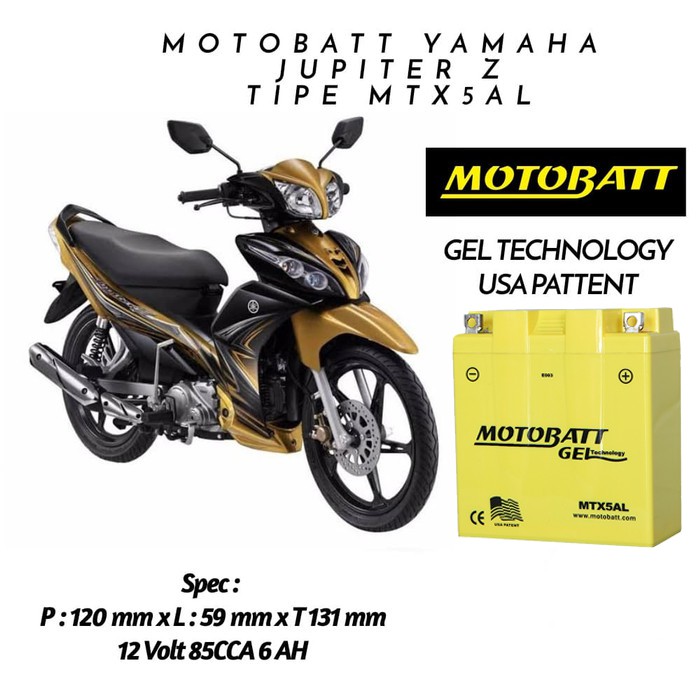 Jual Aki Motor Yamaha Jupiter Z Supra 100 Shogun Motobatt MTX5AL Original | Shopee Indonesia