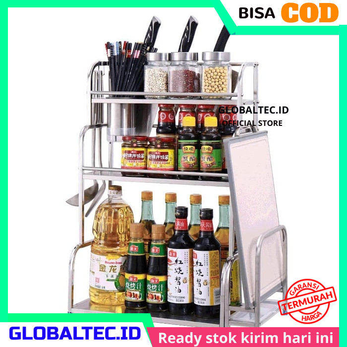 Jual Rak Bumbu Dapur Dinding Susun Stainless Anti Karat Serbaguna ...
