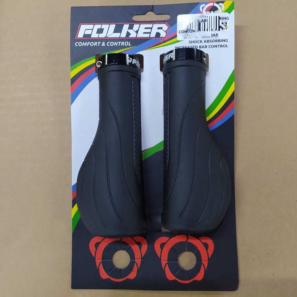 Jual Hand Grip Sepeda Folker F8 series Black Red Lock not Odi Ergon ...